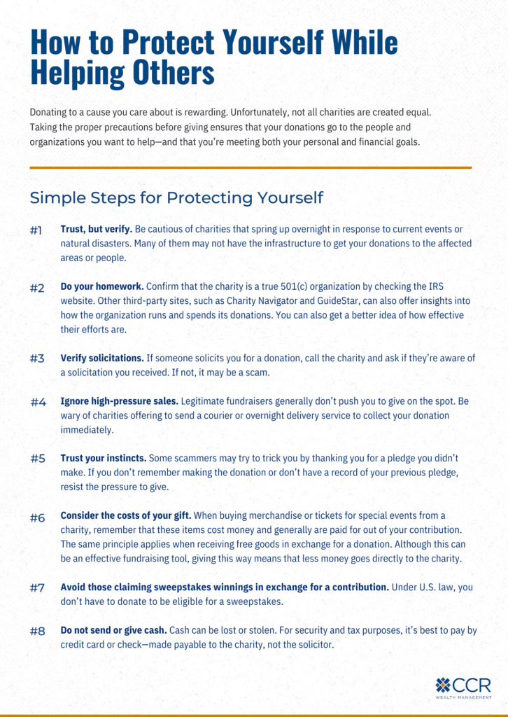 How to Protect Yourself While Helping Others - CCR Wealth Management